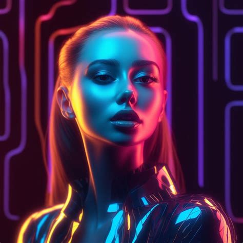 Premium Ai Image A Wide Angle Photo Of A Blonde Cyberpunk Girl With