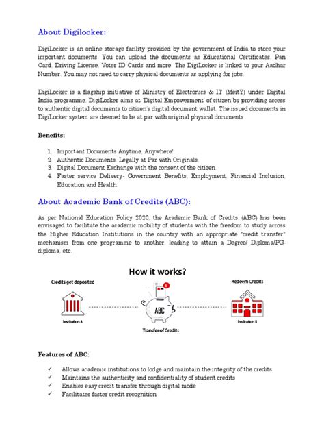 Procedure To Create Digilocker And Abc Id Pdf