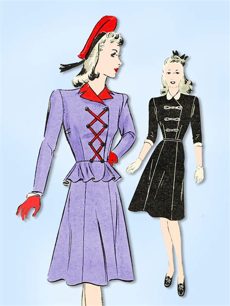 1940s Vintage Butterick Sewing Pattern 1661 Uncut Wwii Misses Peplum S