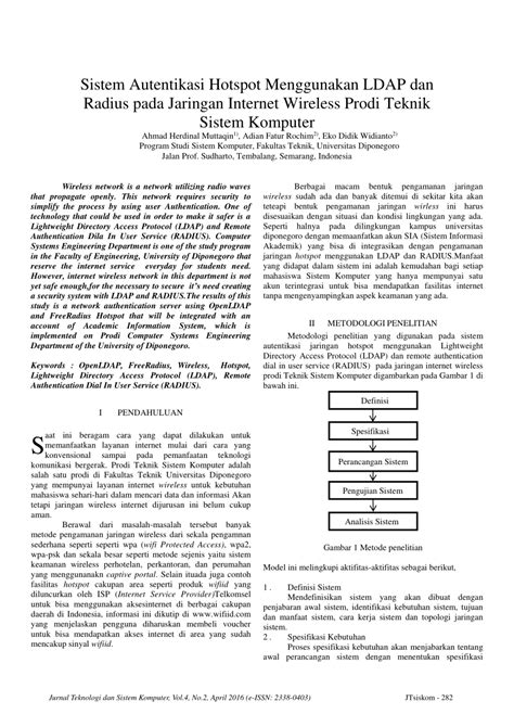 Pdf Sistem Autentikasi Hotspot Menggunakan Ldap Dan Radius Pada Jaringan Internet Wireless