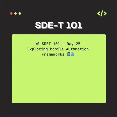 sdet 101 mobile automation frameworks phalguna rao bammidi posted on the topic linkedin