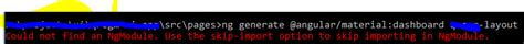 while generating material component using ng generate am getting couldn