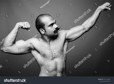 Muscular Indian Man Mustache Shirtless Against Stock Photo Shutterstock