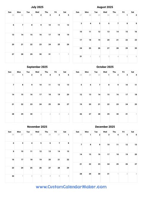 Printable Calendar 2025 July To December Alexander M Summons