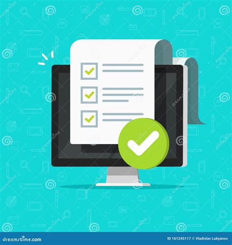 Survey Checklist Form Or Complete Task List On Computer Vector
