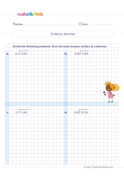 Decimal Division Worksheets Grade 5 5th Grade Dividing Decimals