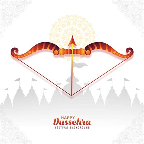 행복 Dussehra 활과 화살 축제 인사말 카드 배경 무료 벡터