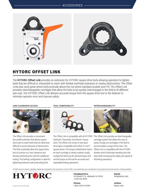 Hytorc Offsetlink Cutsheet Pdf Screw