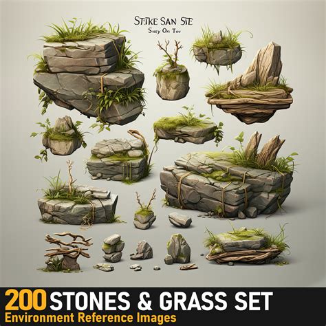 Artstation Stones And Grass Set4k Reference Images