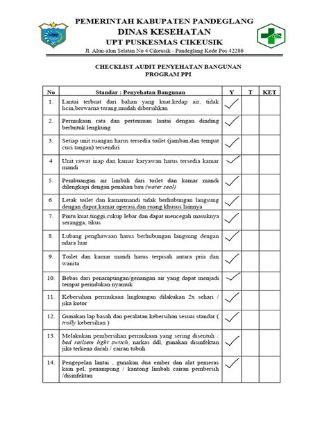 Checklist Audit Penyehatan Bangunan Pdf