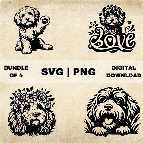 Cockapoo Svg Bundle Cockapoo Clipart Hand Drawn Dog Theme Vector