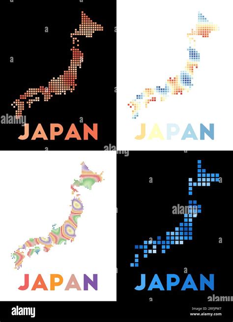 Japan Map Collection Of Maps Of Japan In Dotted Style Borders Of The Country Filled With