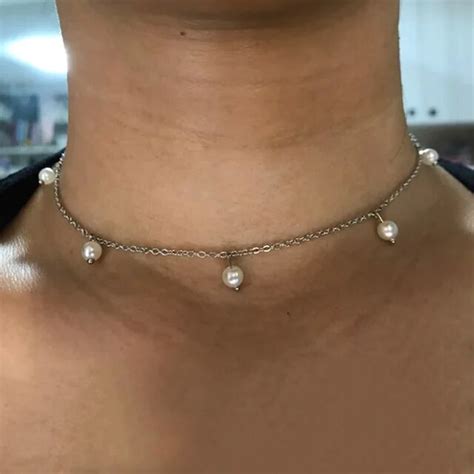 2017 New Cute Korean Simulated Pearl Tassel Choker Necklace For Women