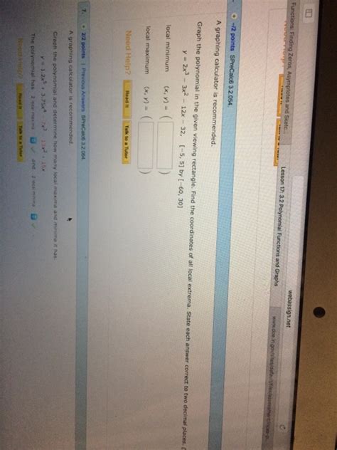 Solved A Graphing Calculator Is Recommended Graph The