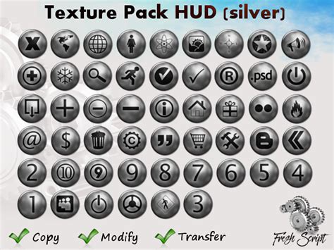 Second Life Marketplace Jas Texture Pack Hud Silver