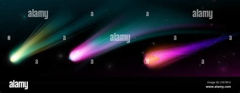 Celestial Objects Asteroids Or Comets Streaking Across Space With