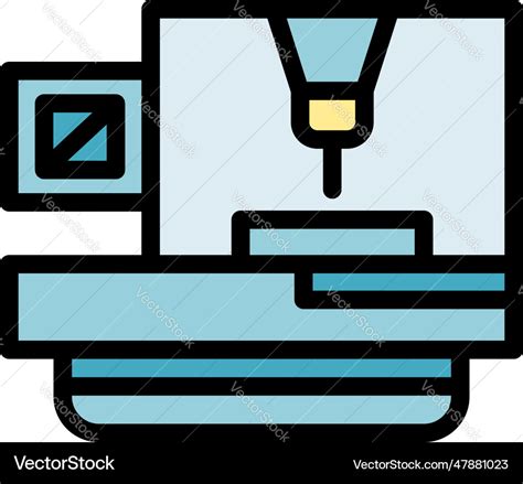 Metal Cnc Machine Icon Flat Royalty Free Vector Image