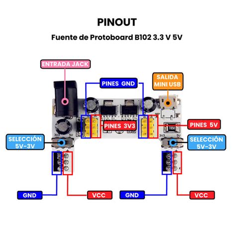 Mb 102 Fuente De Alimentación Para Protoboard 3 3v 5v Unit Electronics