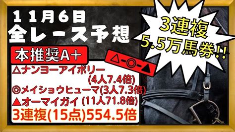 【競馬予想】2022年11月6日日 平場予想・重賞予想・pog・注目新馬を紹介【全レース予想】 競馬動画まとめ