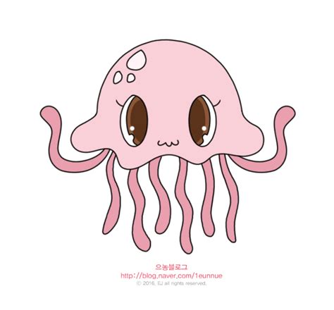흐물흐물~~ 분홍 해파리 손그림 일러스트 그리기 네이버 블로그