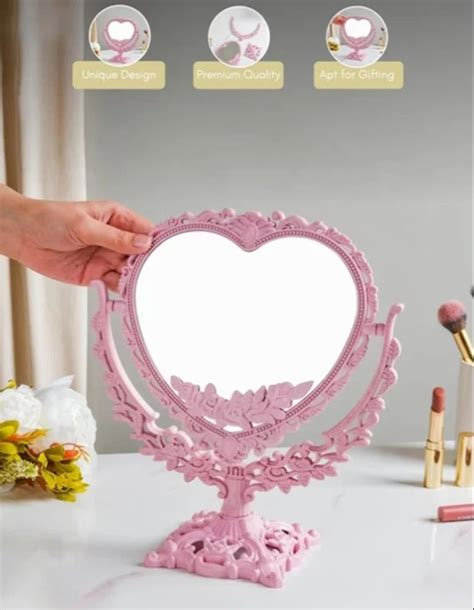 Frame Material Plastic Pink Heart Textured Double Sided Vintage Table