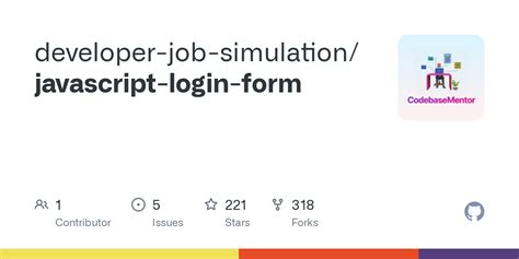 GitHub Developer Job Simulation Javascript Login Form