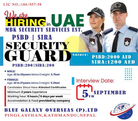 Blue Galaxy Overseas On Linkedin Security Jobs Sira Psbd Assd