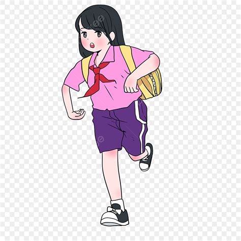跑著上學女孩 開學季學生 穿校服女學生 黃色書包文具 開學季學生 跑著上學女孩 穿校服女學生素材圖案，psd和png圖片免費下載