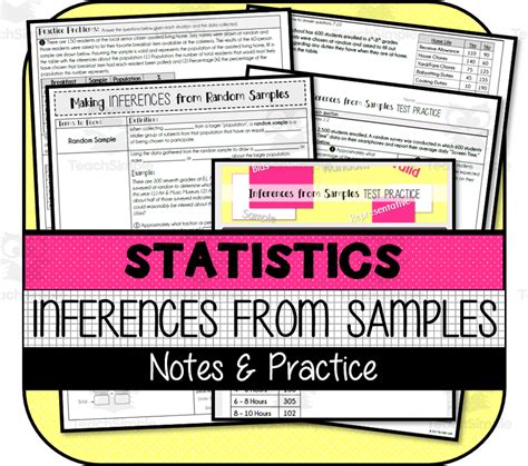 Inferences From Random Samples Notes And Practice By Teach Simple