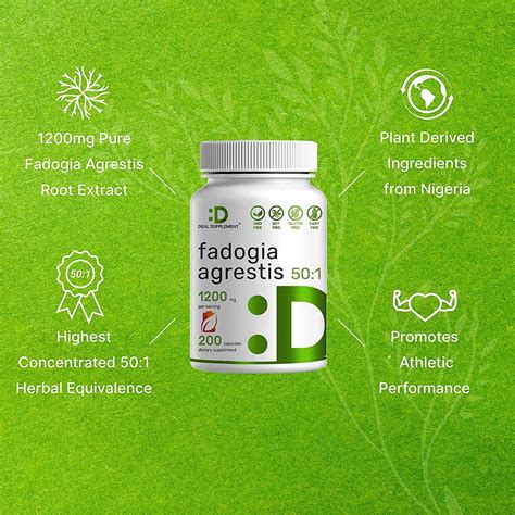 Fadogia Agrestis Extract 1200mg Per Serving 200 Capsules Third Party