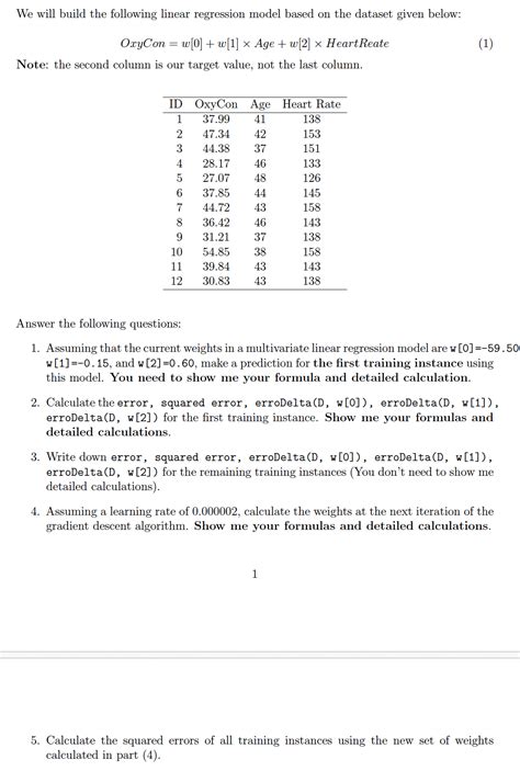 Solved We Will Build The Following Linear Regression Model