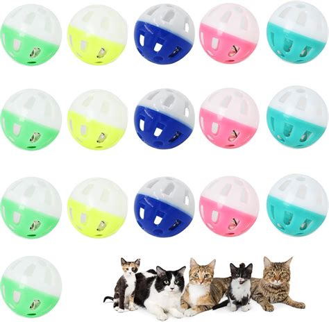 Jngtkl 16 Pcs Cat Toy Balls With Bell Randomly Colored Cat Balls