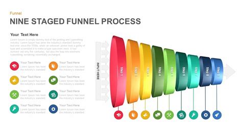 Nine Staged Funnel Process Powerpoint Template Powerpoint Templates Powerpoint Powerpoint