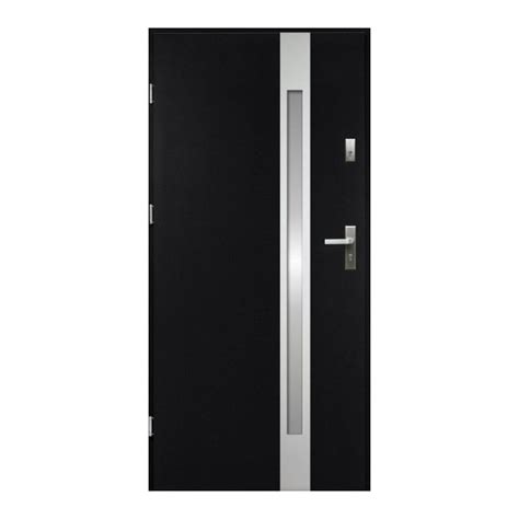 Drzwi zewnętrzne Aurelia inox lewe czarny antracyt Drzwi zewnętrzne Castorama
