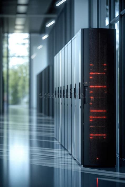 Modern Data Center With Advanced Server Equipment In A Sleek High Tech Environment Stock
