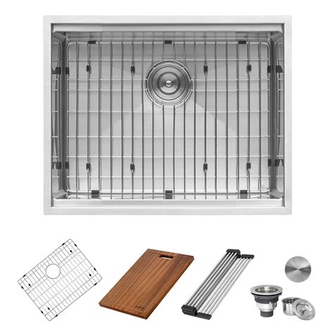 Ruvati 24 Inch Workstation Rounded Corners Undermount Ledge Kitchen