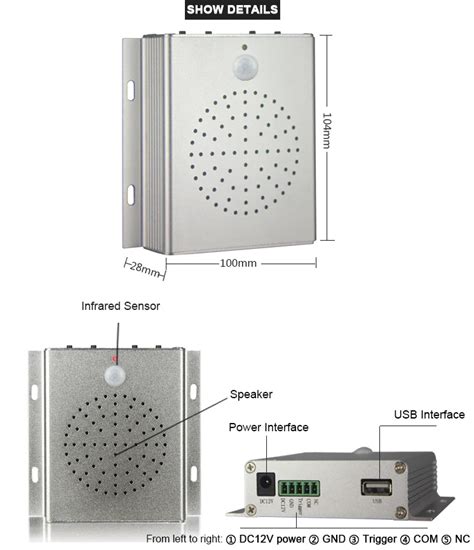 Pir Infrared Human Motion Sensor Detector With Sound Recordable For