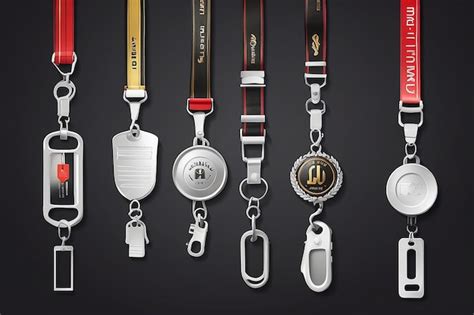 Premium Photo Set Of Lanyard And Badge Metal Piece Plastic Badge