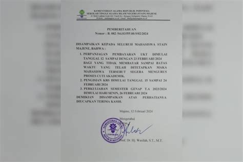 Pembayaran UKT Mahasiswa Semester Genap Tahun Akademik 2023 2024