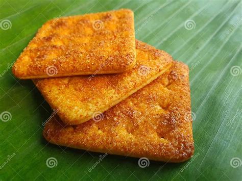 Close Up View Of Assorted Crackers Snack Biscuit On A Fresh Green Leaf