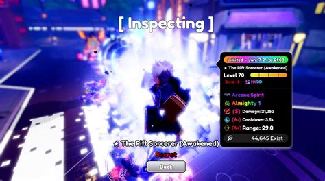 Secret GOJO Almighty The Rift Sorcerer Awakened EVO Anime Defenders