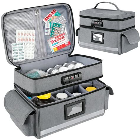 Medicine Storage Bag With Combination Lock Double Layers Pill Bottle