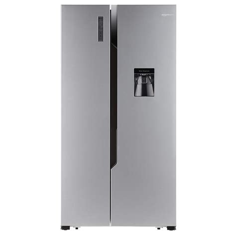 AmazonBasics L Frost Free Side By Side Refrigerator With Water Dispenser Silver Steel