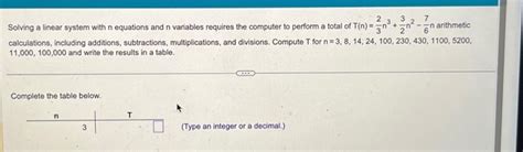 solved solving a linear system with n equations and n