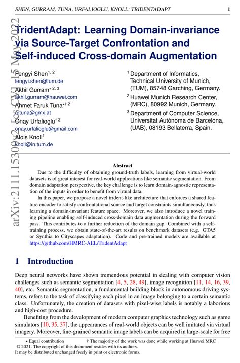 Pdf Tridentadapt Learning Domain Invariance Via Source Target