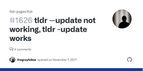 Tldr Update Not Working Tldr Update Works · Issue 1626 · Tldr