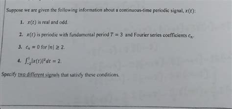 Solved Suppose We Are Given The Following Information About