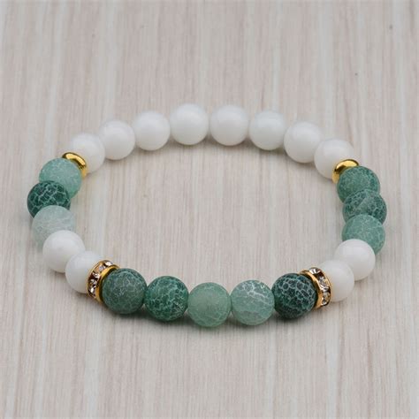Fashion Womens Yoga Bead Charm Agate Stretch Lovely Men Bracelets 2017