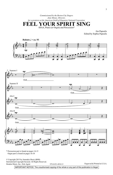 Feel Your Spirit Sing Ssaa Choir Print Sheet Music Now