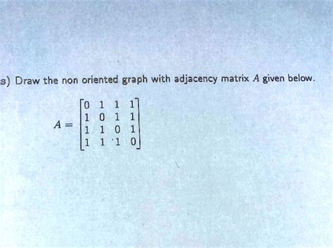Solved Draw The Non Oriented Graph With Adjacency Matrix A Given